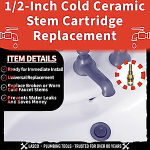 LASCO S-180-2NL 1/2-Inch No Lead Cold Ceramic Stem for Cartridge 4002