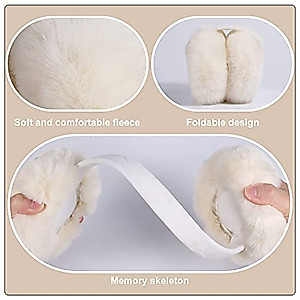 KINBOM Winter Ear Muffs, Cute Ear Muffs Winter Women Foldable Earmuffs Women Winter Earmuffs Ear Covers for Winter Cold Weather Outdoor (Creamy-White)