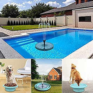 AMZtime Solar Fountain with Collapsible Basin DIY Kit, 2.5W Solar Water Fountain with 6 Nozzles, with Collapsible Basin, Solar Powered Water Fountain DIY Kit for Garden, Ponds, Pool, Fish Tank,Outdoor