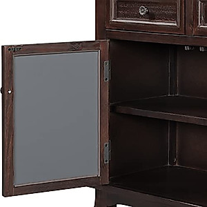 Rhomtree 30.3'' Kitchen Sideboard Buffet with Doors, Drawers and Adjustable Shelf, Storage Cabinet Wood Accent with Durable Wooden Build Large Storage Space Buffet Ample Storage Space (Brown)