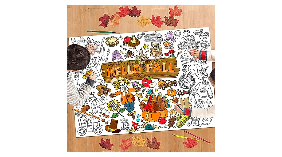 HOWAF Jumbo Fall Coloring Poster with 24 Pens
