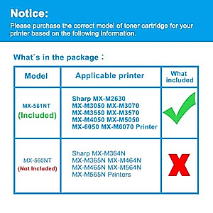 LCL Compatible Toner Cartridge Replacement for Sharp MX-561 MX-561NT MX-M2630 MX-M3050 MX-M3070 MX-M3550 MX-M3570 MX-M4050 MX-M5050 MX-6050 MX-M6070 Printer (1-Pack Black)