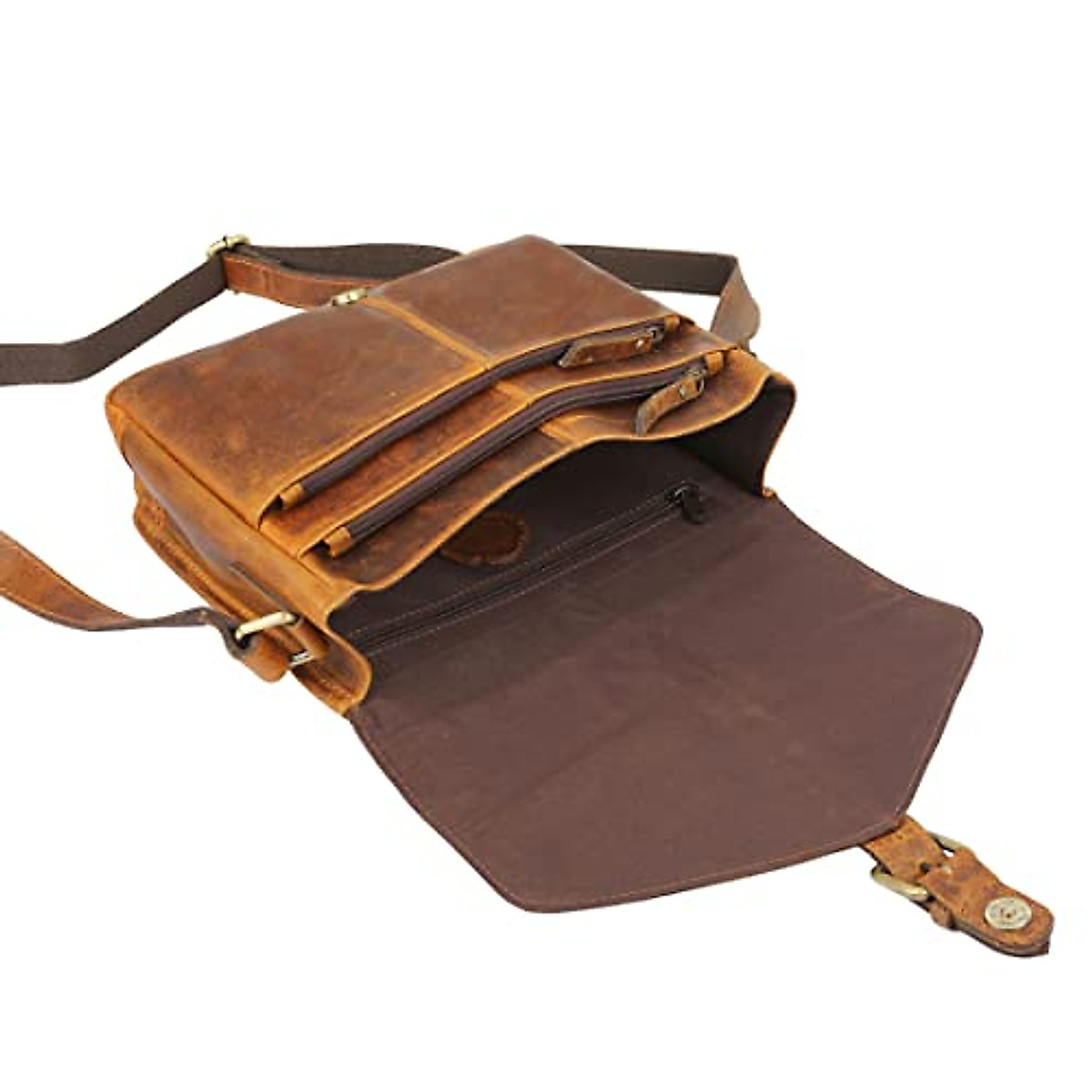 KomalC Leather Crossbody Bag for women 10 inch purse tote ladies bags satchel travel tote shoulder bag