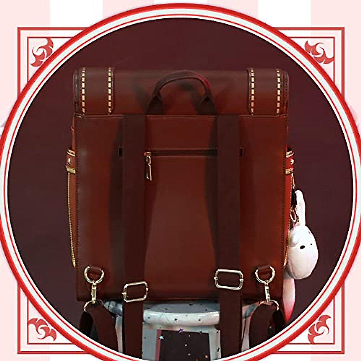 Cosplay Bag Backpack Travel Bag Role Play Costume Accessories Props with Plush Toy