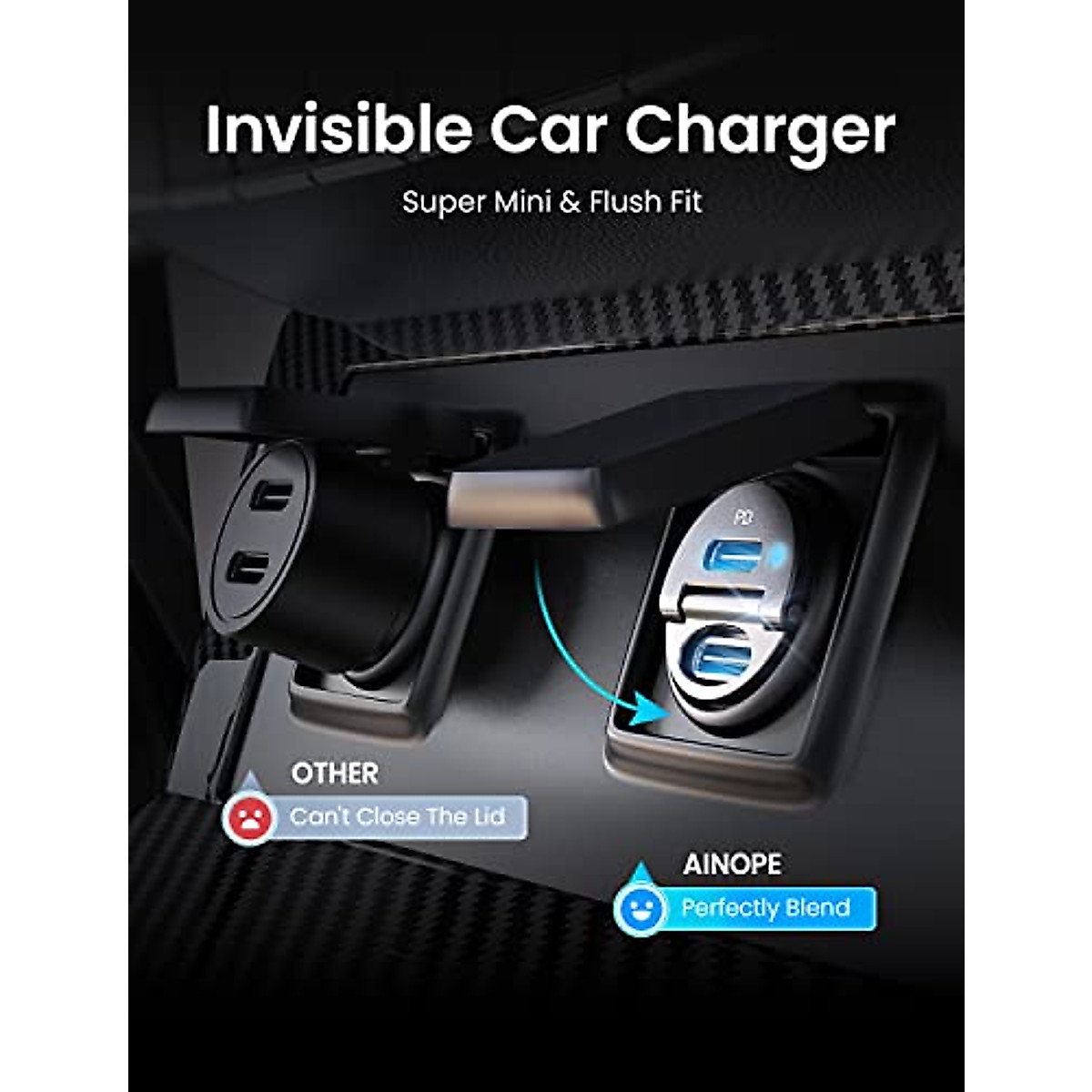 USB C Car Charger Adapter, AINOPE 72W USB C Car Faster Charger with Mini and All-Metal Body, PD 36W & QC 36W Type C Car Charger Compatible with Magsafe Car Mount, iPhone 14/13/12, iPad Pro, PPS 25W