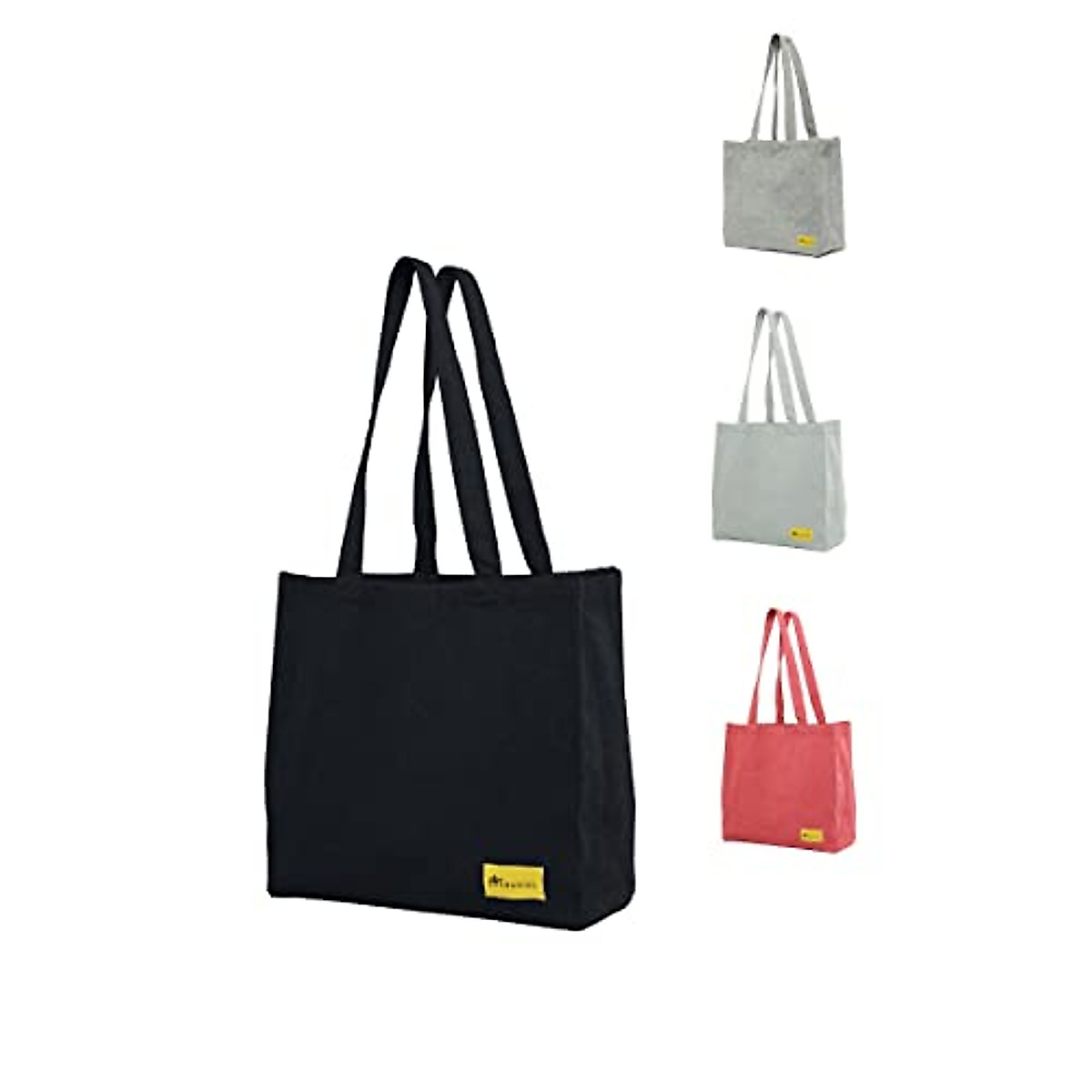 JOORY Premium Cotton Canvas Tote Bag with 6 Internal Pockets – Washable Heavy-Duty Cotton Canvas Bag with Reinforced Stitching Dark Blue