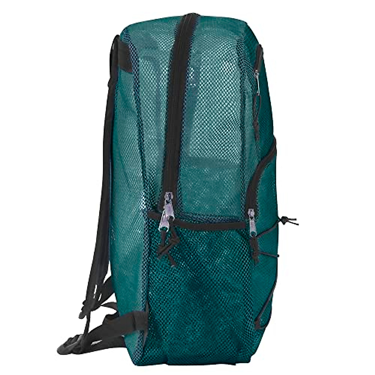 Deluxe See Through Mesh Backpack with Bungee Cord & Adjustable Padded Straps for Swimming, Travel (Green)