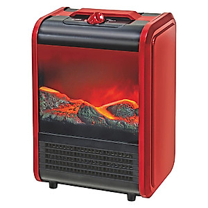 Flame Effect Mini-Fireplace Heater, Red
