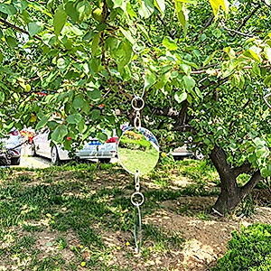 YARDWE 2Sets Bird Scare Hanging Discs Set Reflective Double- Sided Bird Reflector Woodpecker Bird Scare Devices for Patio Garden Woodpecker and Pigeon