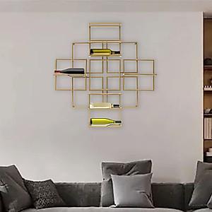 Aohuada Industrial Wine Rack Cabinet Include Wall-Mounted Wine Rack Wall Shelf Glasses Cases Wall-Mounted Wine Racks Freestanding Wine Rack (Gold 31.5" Lx4.7 Wx31.5 H)