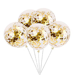 Tellpet Light Blue HAPPY BIRTHDAY Banner with 5 pcs Gold Confetti Balloons