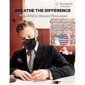 PureMSK Breathable Face Mask for Travel. Proprietary Filter Technology - Made in USA.