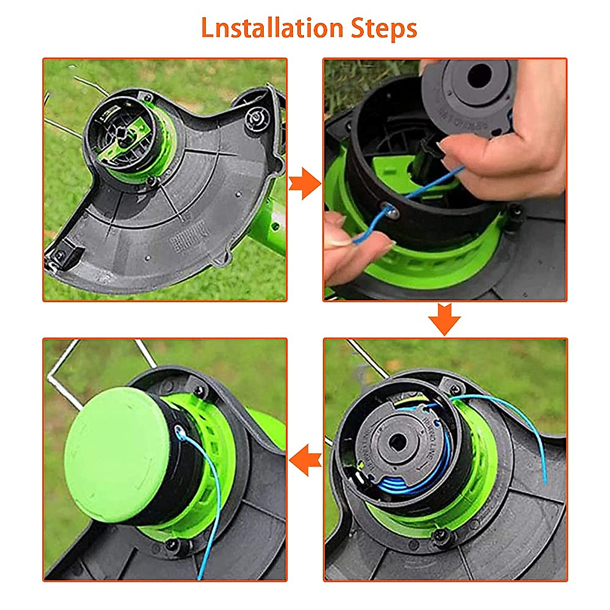 29252 29092 String Trimmer Replacement Spool 16ft 0.065" for Greenworks 21332 21342 2100302 24Volt 40V 80V Cordless Trimmer, 7-Pack (6-Line Spool + 1 Cap)