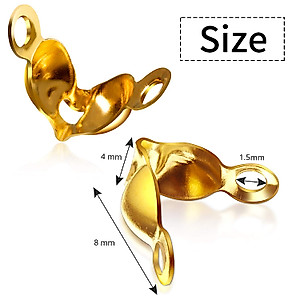 Syhood 1400 Pieces Bead Tips Knot Covers Clamshell Bead Tips for Jewelry Making Open Bead Tips Endcaps Fold-Over Bead Covers for DIY Bracelet Necklaces Earrings Keychains