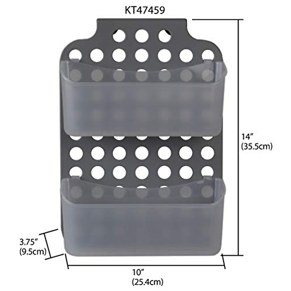 Home Basics Adjustable Over The Cabinet Door Mount Plastic Organizer Storage Space Saving Hanging Basket for Kitchen, Pantry, Vanity and Bathroom, Cle