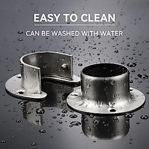 Tighall 6PCS Heavy Duty Stainless Steel Closet Pole Sockets Rod End Support Flange Rod Holder Set Wall Mount Pipe Bracket with Screws for Closet Wardrobe Shower Curtain Rod (Fit 33mm / 1.3", Silver)