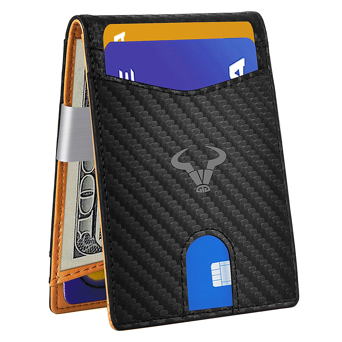 BULLIANT Slim Wallet Men, Leather Wallet Front Pocket Card Holders for Gift Men 3"X4.3"