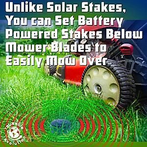 4 Pack Sonic Mole Chaser - Battery Operated Pest Repeller Stake, Scares Away Moles, Voles, Gophers and Rats by GreenLighting (Metal & Green)