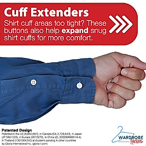 Wardrobe Hackers Collar Extenders for Mens Shirts (Soft Elastic Design 3-Pack) Neck Relief for Tight Collars for Dress Shirts - White Button Expanders