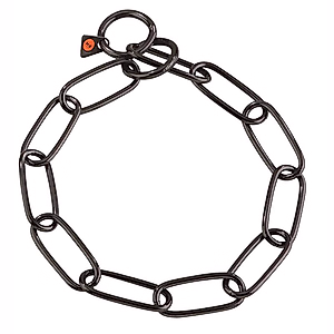 Herm Sprenger Black Stainless Steel Long Link Fur Saver Dog Training Collar | No-Pull Slip Chain for Small Medium Large Dogs for Easy Control Made in Germany | 4mm, 54cm (21in)