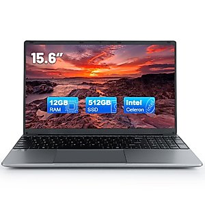 Chicbuy Laptop｜15.6" FHD Laptop Computer with Intel Celeron N5095 Processors-Up to 2.9 GHz｜12GB DDR4｜512GB SSD｜USB 3.0｜Type-C｜2.4/5G Dual WiFi｜Pre-Installed Windows 11 Home｜Numeric Keypad