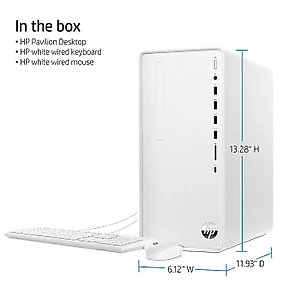 HP 2022 TP01 Pavilion Business Desktop Intel 12-Core i7-12700 64GB RAM 1TB PCIe SSD 2TB HDD NVIDIA GeForce RTX 3060 12GB GDDR6 HDMI DP DVI-D USB-C WiFi AX BT RJ-45 Windows 11 Pro w/RE USB
