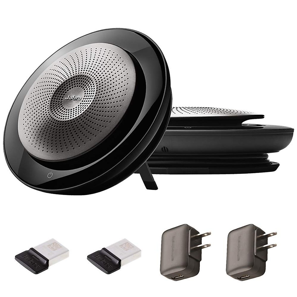 Jabra Bluetooth Speakerphone Speak 710 - Compatible with USB, Pc, Mac, Bluetooth Devices, Voice, Video Apps - Zoom, Skype, Teams Version, Set of 2 Speakers Bundle (Deluxe MS Bundle w/AC Charger)
