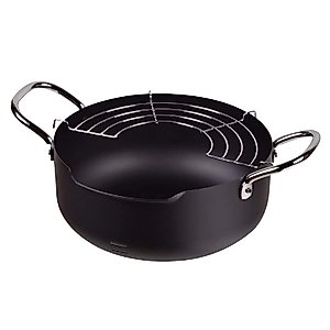 Pearl Metal HB-1891 Tempura Pot, 8.7 inches (22 cm), Induction Compatible, Easy to Pour, Iron, Made in Japan, Made in Japan