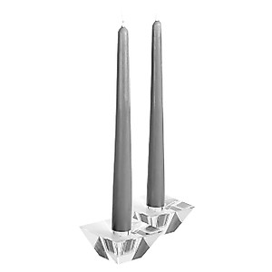 12 Pack Tall Taper Candles - 12 Inch Dark Grey Dripless, Unscented Dinner Candle - Paraffin Wax with Cotton Wicks - 10 Hour Burn Time