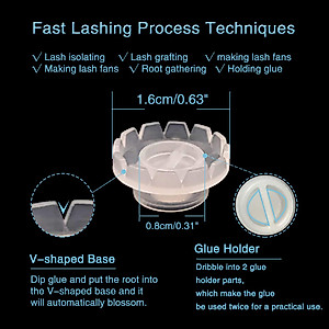 Eyelash Extension Supplies Lash Tray with 100 PCS Blooming Glue Cup Crystal Glass Acrylic Lash Tiles Strip Palett Holder Tools Jade Stone