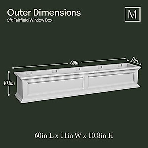 Mayne Fairfield 5-Foot Window Box – Self-Watering, Weather-Resistant Planter for Flowers – Durable Design for Outdoor Use, Perfect for Windows, Railings, or Fences