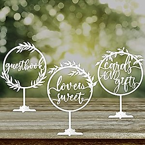 3 Pcs Wedding Wooden Table Decoration Sign Love Is Sweet Sign Guestbook Sign White Cards and Gifts Sign Wedding Centerpieces for Rustic Wedding Reception Married Party Table Decoration