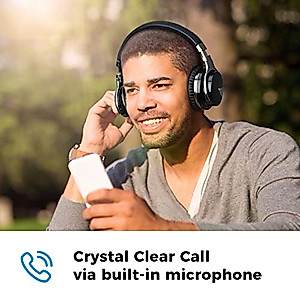 Vonaural E7 Wireless Bluetooth Headphones, Noise-Cancelling Headphone with Touch Sensitive Control and 30-Hour Playback, Matte Black