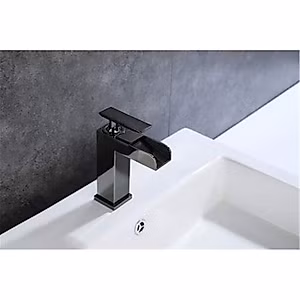 Legion Furniture UPC Faucet with Drain-Glossy Black Brass/Glossy Black