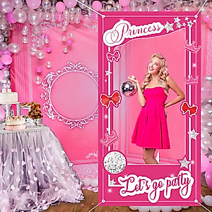 Pink Girls Birthday Decorations Hot Pink Photo Booth Props Let’s Go Girls Bachelorette Party Decor for Birthday Bridal Shower Pink Party Supplies