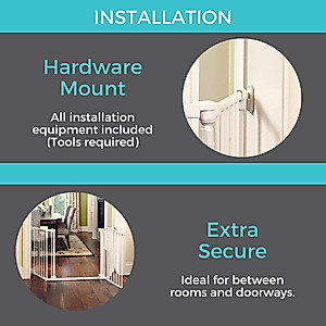 Toddleroo by North States 72” wide Deluxe Décor Baby Gate: Sturdy safety gate with one hand operation. Extra wide baby gate. Hardware Mount. Fits 38.3 - 72” Wide. (30" Tall, Warm White)