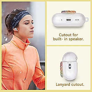 Cute AirPod Pro 2 Case Smile Sun Flower Bracelet Design Soft Silicone Clear Glitter Protective Cover Compatible with Airpods Pro 2nd Generation 2022 Case