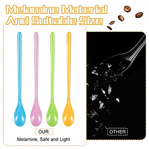 4Pcs 8.9 Inches Long Handle Spoons Iced Tea Spoons Long Handle Mixing Spoon Long Plastic Ice Handle Spoon Coffee Spoons Colorful Teaspoons Long Teaspoons for Ice Cream Sundae Cocktail Hot Chocolat