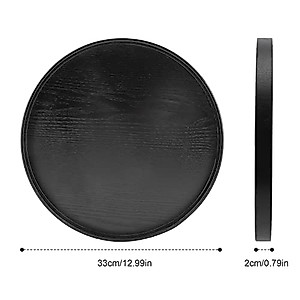 Round Natural Wood Serving Tray, 13inch Wooden Plate Platter Tea Food Dishes Water Drink for Countertop Kitchen Coffee Table Breakfast