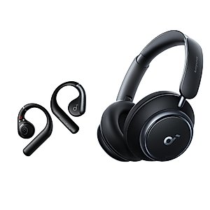 Soundcore by Anker AeroFit Open-Ear Headphones, with Space Q45 Noise Cancelling Headphones, Ultra-Comfort, Snug Fit, Ergonomic Ear Hook, Balanced Sound, IPX7 Waterproof, 42H Playtime, Clear Calls