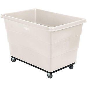 Global Industrial 20 Bushel Plastic Bulk Box Truck, Steel Chassis Base, White, 50-2/5"L x 34-3/5"W x 35-3/5"H