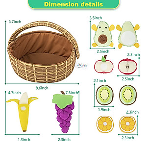 Inbeby Peelabe Play Food Toys,My First Plush Fruit Basket, Soft Plush Play Food Toy for Baby 6 12 18+ Month,Toddler Girl Boy Toy Gift for 12-18 Month(Avocado/Kiwi/Banana/Orange/Apple/Grape)