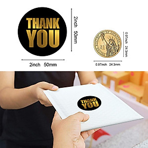 Large Black Thank You Stickers 2 inch - Gold Foil Personalized Sealing Circle Labels, Ideal for Gift Packaging & Small Business | 500 Labels Per Roll