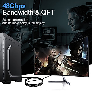 Rulykar Thin 8K HDMI 2.1 Cable 6.6FT/2M, Ultra High Speed 48Gbps, Ultra Thin HDMI 2.1 Φ3.6mm Cord,8K@60Hz, Dynamic HDR, eARC, Compatible with PS5, Xbox One, NS, GH5S, 8KUHD TV…