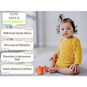 BAYBEE Silicone Sippy Cup with Handles & Spout Lid | Toddler Training & Transition Cup | Kids Feeding Straw Cup | No Spill Leak Proof Cups for Baby Infant Child | 5 Oz | 6 Months +