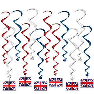 Britain United Kingdom Party Decorations 30 Piece Bundle Table Cover Banner Door Cover Photo Fun Signs Dangling whirls