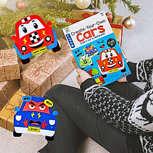 VKPI 4 Pieces EVA Foam Art Crafts Gift Kit, Creative Make Your Own Cars, Cartoon Foam Paper Craft Projects for Kids Ages 4+ Toddler, Preschool Learning Toy for Birthday Party Favor Supplies