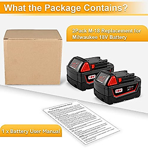 LUMSING 2Pack M 18 18V 6.0Ah Replacement for Milwaukee 18Volt Battery Lithium Power Tools 48-11-1810 48-11-1820 48-11-1850 48-11-1828 48-11-1860