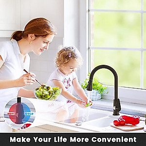 YASFEL Modern Kitchen Faucet Matte Black - High Arc Pull Down Kitchen Faucet, Single Handle Pull Out Sink Faucet, Stainless Steel Kitchen Sink Faucets with Pull Down Sprayer