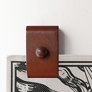 MOCTUS Quilt Hangers for Wall for Display, Decorate with Your Blanket and Tapestry Hangers, Wooden Rug Hangers for Wall Hangings (Brown, 4 Large Clips with Hardware)